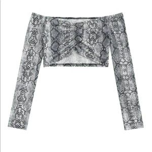 Tops | Snake Skin Off The Shoulder Crop Top | Poshmark